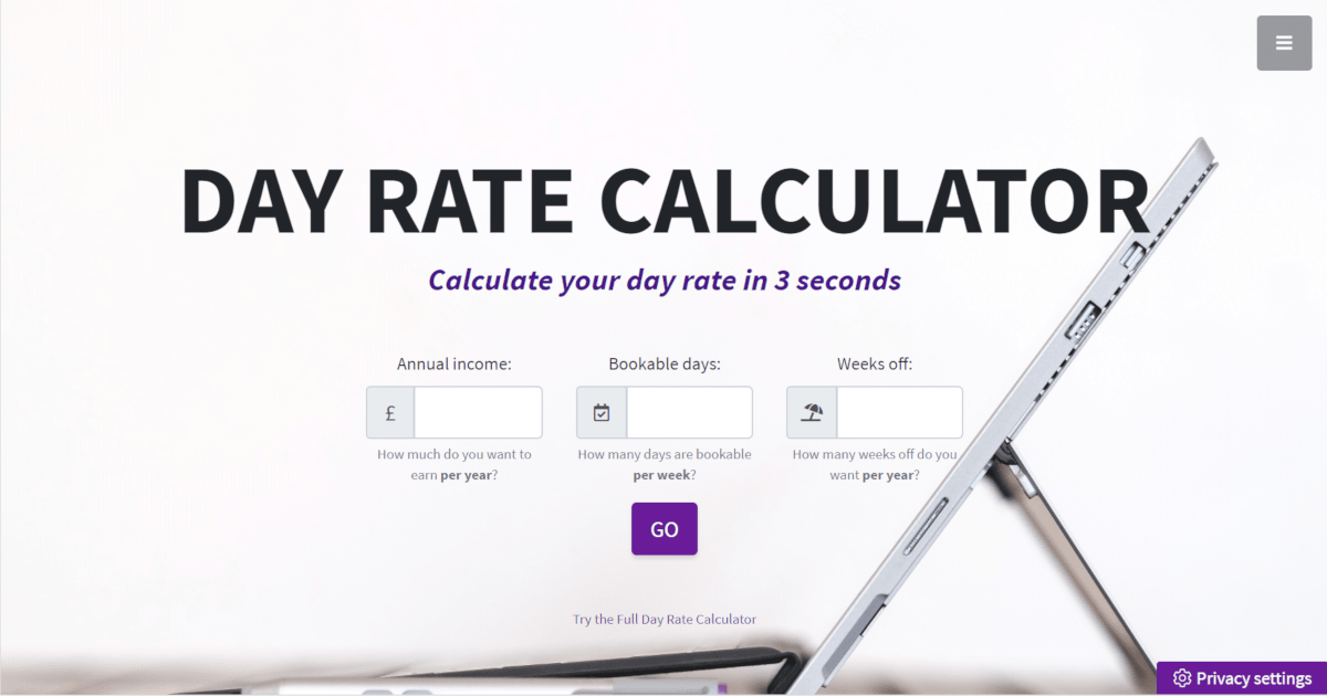 Day Rate Calculator Calculate Your Day Rate In 3 Seconds Day Rate Calculator Calculate Your Day Rate In 3 Seconds
